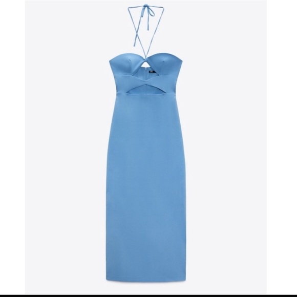Zara | Dresses | Zara Blue Cut Out Dress | Poshmark